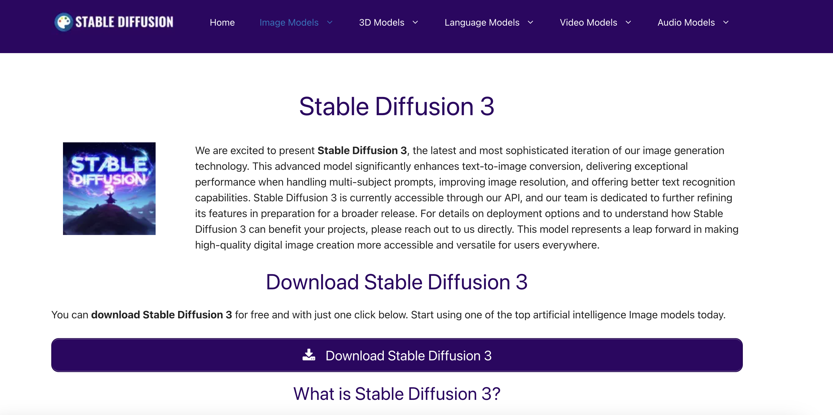 Stable Diffusion 3 Medium：Stability AI 最新一代高质量文本到图像生成模型 | AI工具导航 - AIGC吧｜创意无限AI助力。